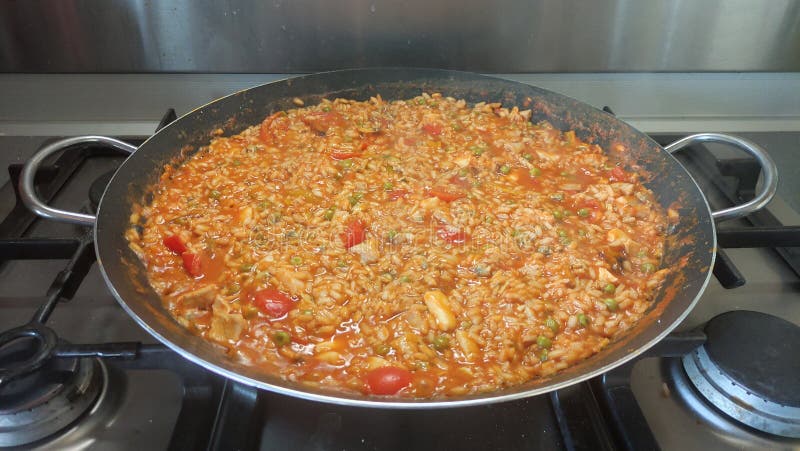Real Homemade Fish Paella Rice Stock Image - Image of fish, curry ...