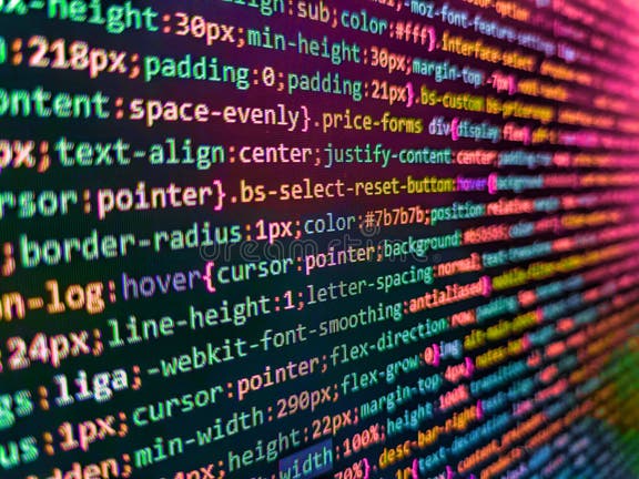 Real Html Code Developing Screen. Software Engineer at Work. New ...