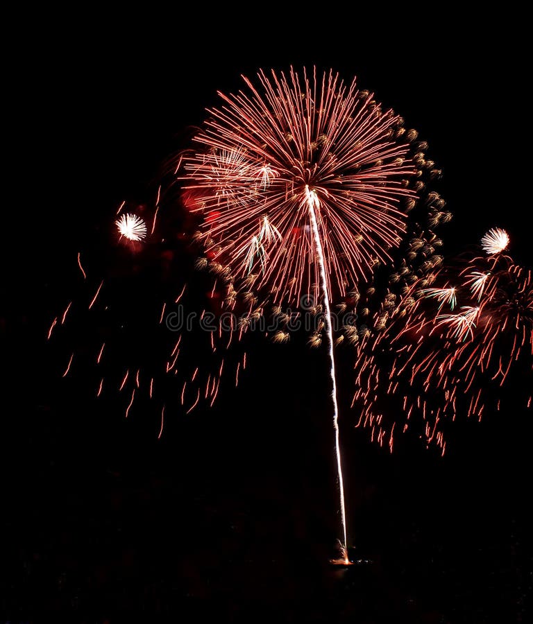 Real Isolated Fireworks, Falling Flowers Pattern Stock Image - Image of ...
