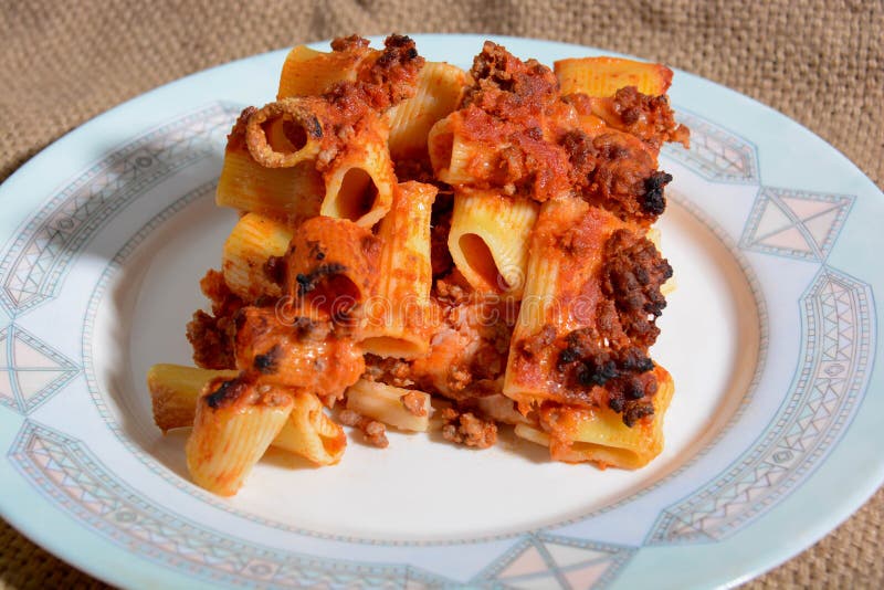 Real Italian baked pasta stock photo. Image of culinary - 264052796