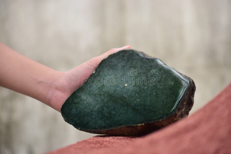 Real Jade Obtained from the Jade Mine. the Same Piece, Dark Green ...