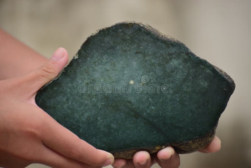 Real Jade Obtained from the Jade Mine. the Same Piece, Dark Green ...