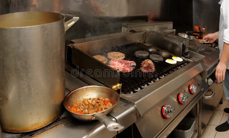 Real Kitchen of Bar and Grill Restaurant Stock Image - Image of ...