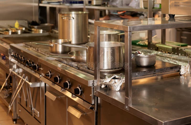 Real Kitchen of a Restaurant Stock Photo - Image of boiling ...