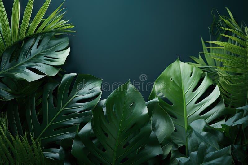 Real Leaves with White Copy Space Background.Tropical Botanical Nature ...