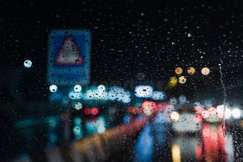 Real Life Scene on Rain from Car Windshield Stock Image - Image of ...