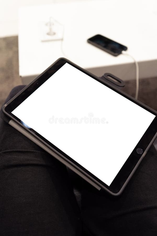 Real Life Use of Tablet with Free Copy Space for Your Ad and Text ...