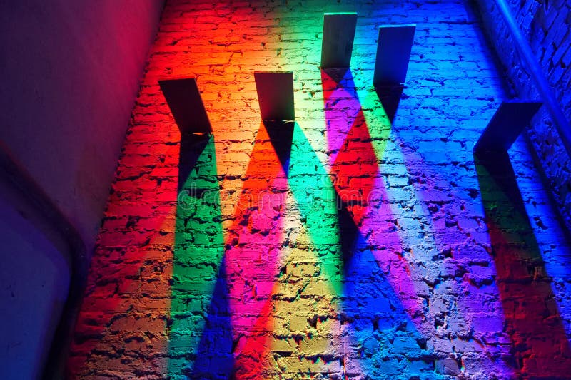 Real Lighting from Lamps of Different Colors. Play of Colors, Light and ...