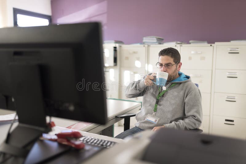Real Man Working at Office with Causal Clothes Stock Image - Image of ...