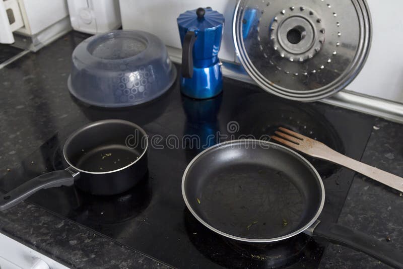 A real messy kitchen stock photo. Image of household - 152096678