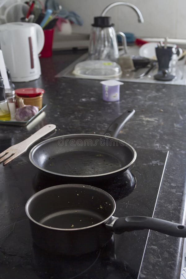 A real messy kitchen stock photo. Image of filthy, cutlery - 152096648