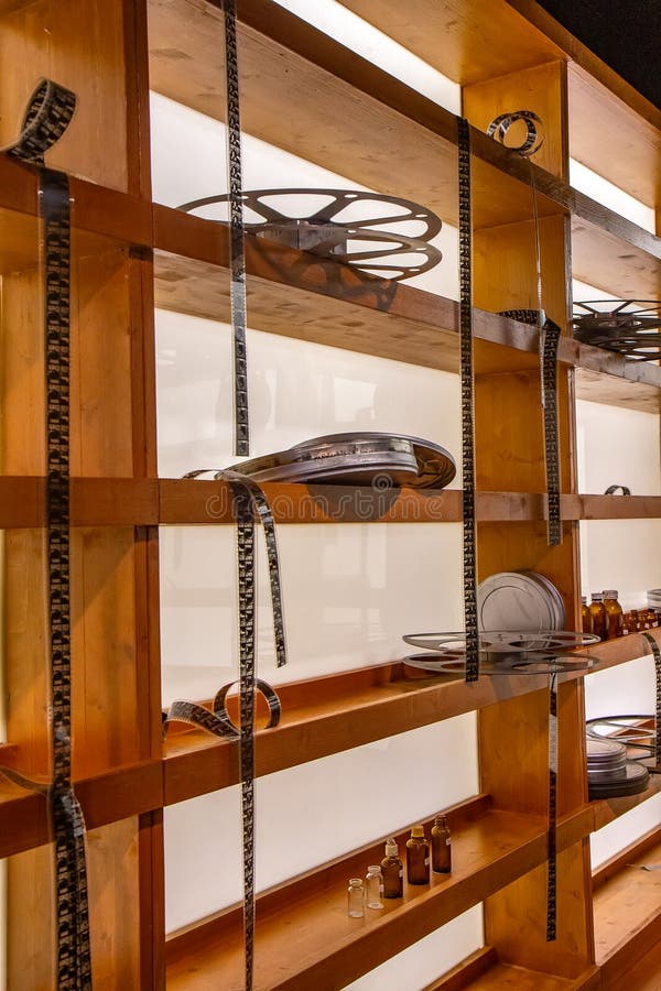 Real 35 Mm Film Projector Tape in the Old Studio Stock Image - Image of ...