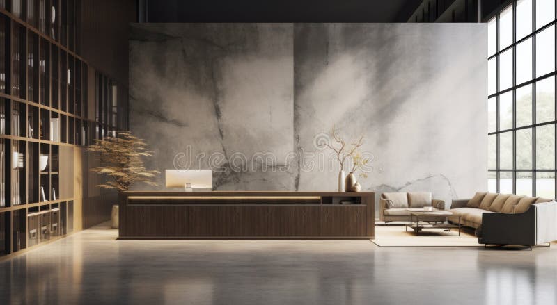 Real Modern Office Lobby with an Open Plan Stock Image - Image of ...