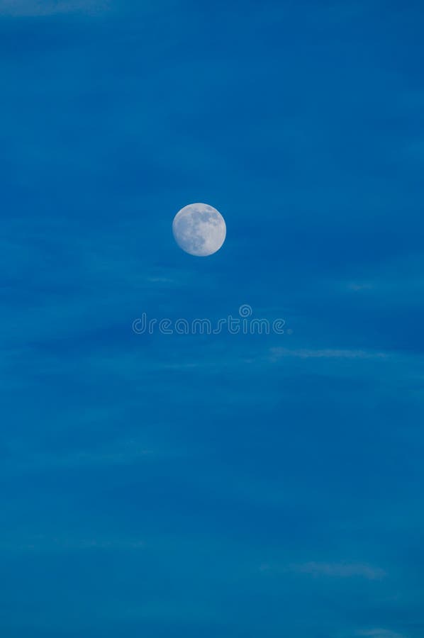 Real Moon in the Blue Sky , Evening Stock Photo - Image of grey ...