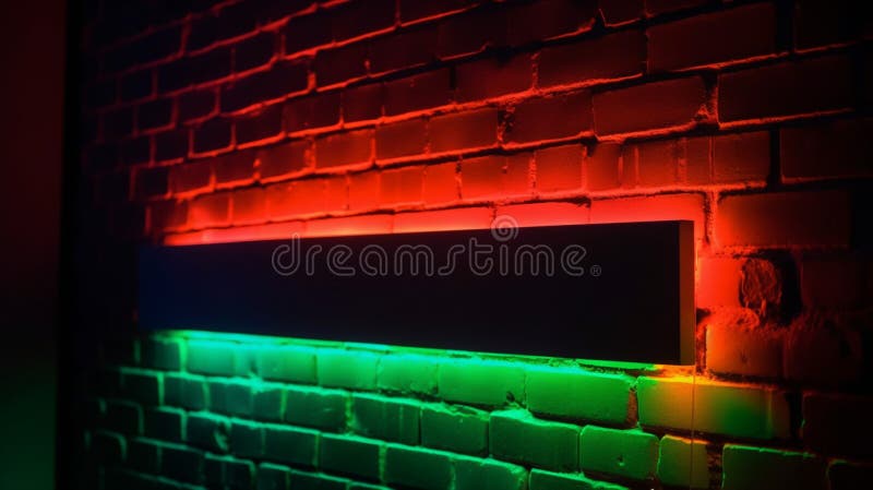 Real Neon Light on the Brick Wall Stock Illustration - Illustration of ...