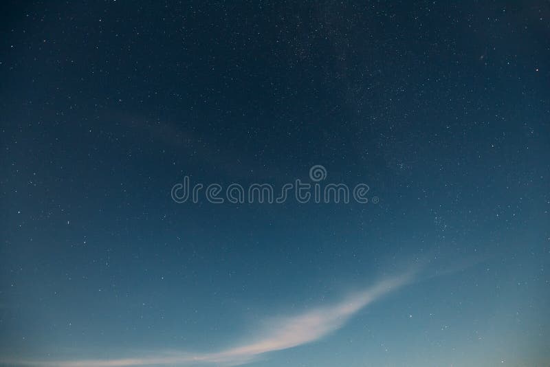 Real Night Sky Stars. Natural Starry Sky Blue Color Background Stock ...