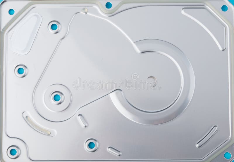 Real Open Computer Hard Drive on a Blue Background Stock Image - Image ...