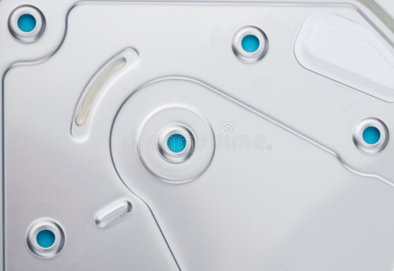 Real Open Computer Hard Drive on a Blue Background Stock Photo - Image ...