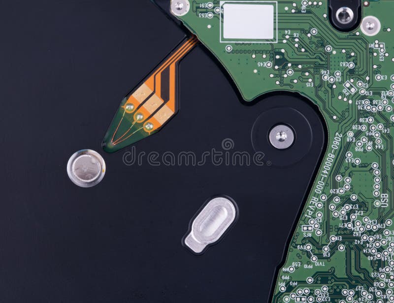 Real Open Computer Hard Drive on a Blue Background Stock Image - Image ...