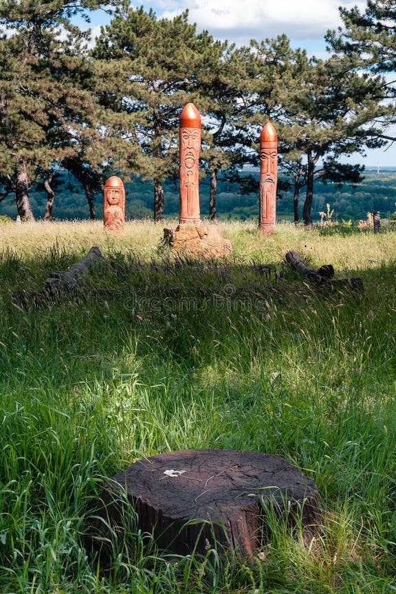 Real Pagan Altar in the Forest with Idols in Summer Light. Stock Image ...