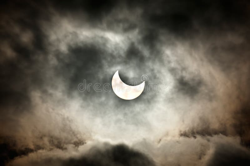 Real Partial solar eclipse stock image. Image of space - 19543623