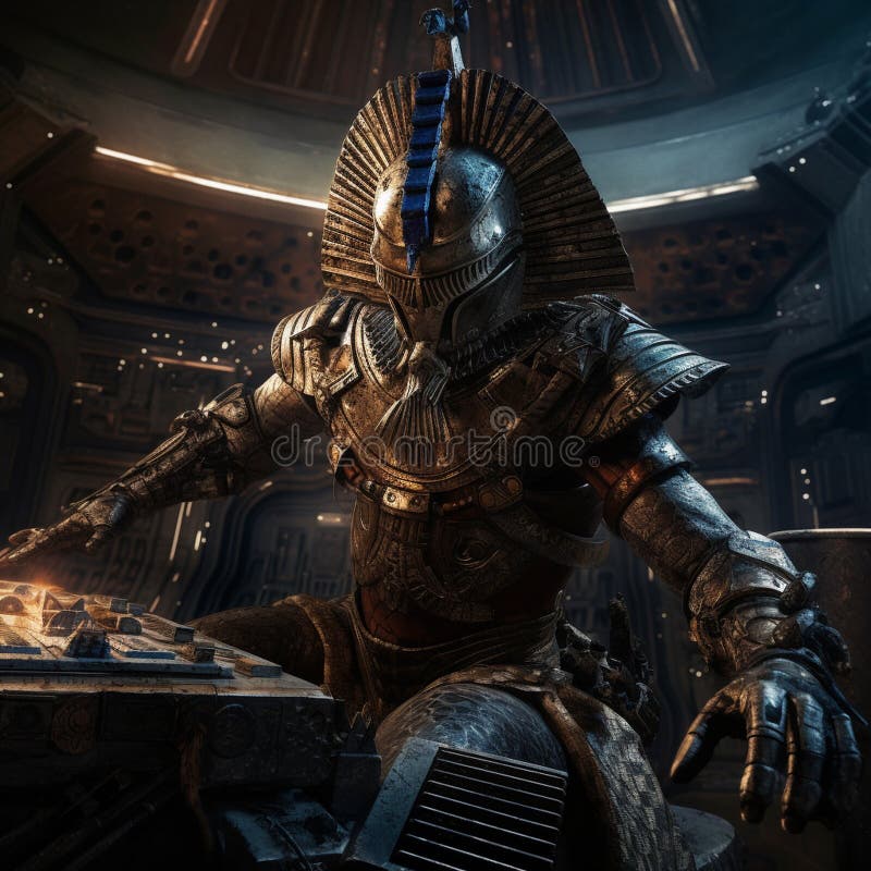 Egypt Pharaoh at the Controls of Space Ship Stock Illustration ...