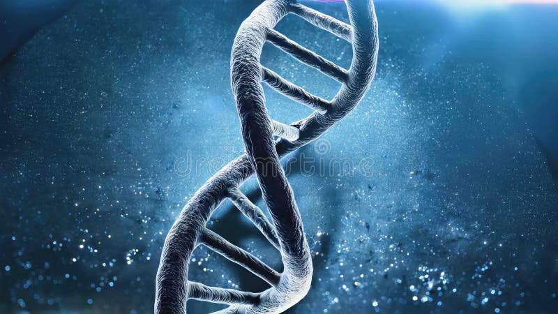 Real Photo DNA Helix Structure on Blue Background Under Microscope ...