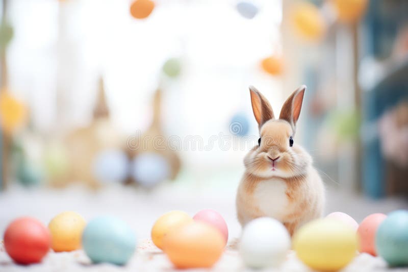 Real Rabbit beside Pastelcolored Easter Eggs Stock Image - Image of ...