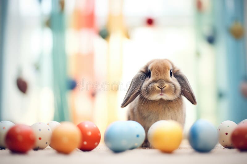 Real Rabbit beside Pastelcolored Easter Eggs Stock Illustration ...