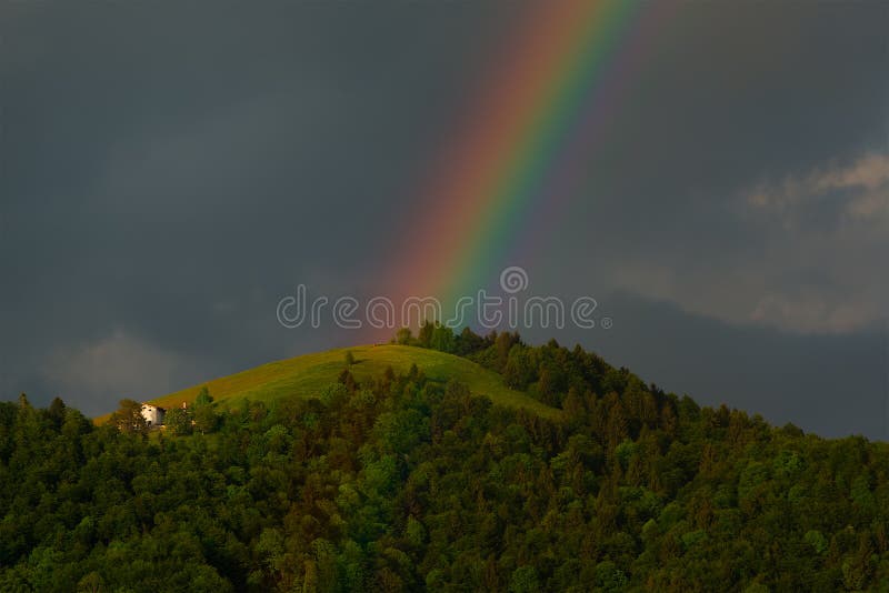 Real Rainbow in the Cloudy Sky Stock Photo - Image of atmosphere, color ...