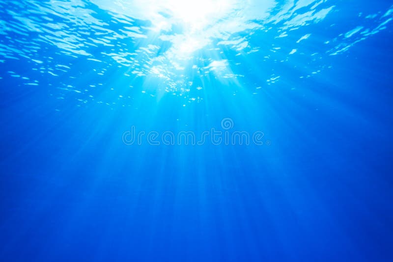 Deep Blue Caribbean Ocean Waves from Underwater Background Stock Photo ...