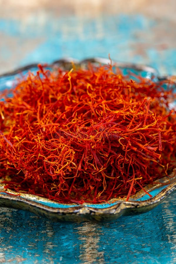 Real Red Dried Saffron Spice, Tasty Ingredient for Many Dishes Stock ...
