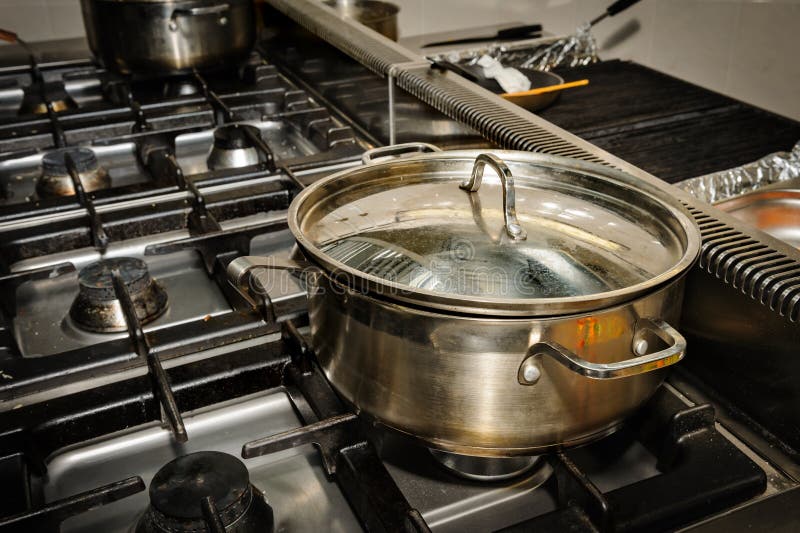 Dirty Commercial Kitchen Interior Stock Image - Image of dirt, aged ...