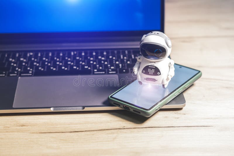 Real Robot on Virtual Screen Online System. Digital Chatbot, Chat GPT ...