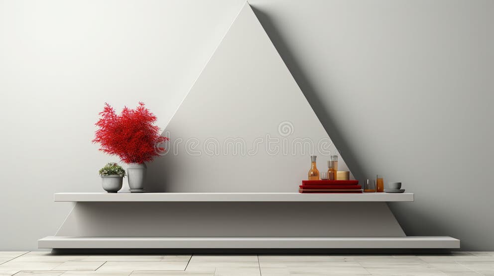 Real Room Blank Empty Wall Behind Console Table in White Background ...