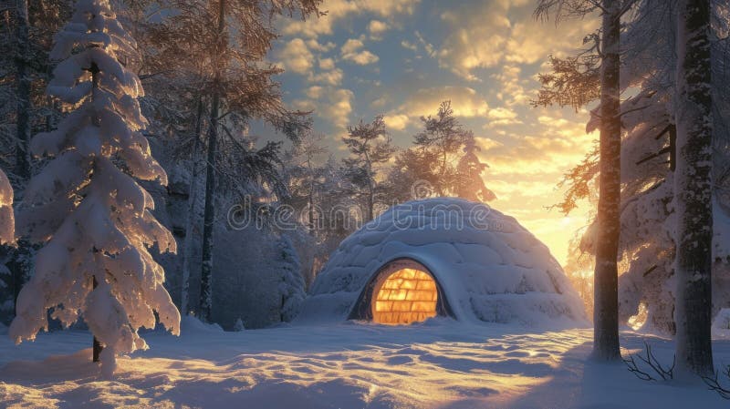 Real Snow Igloo House in the Winter Stock Photo - Image of igloo ...