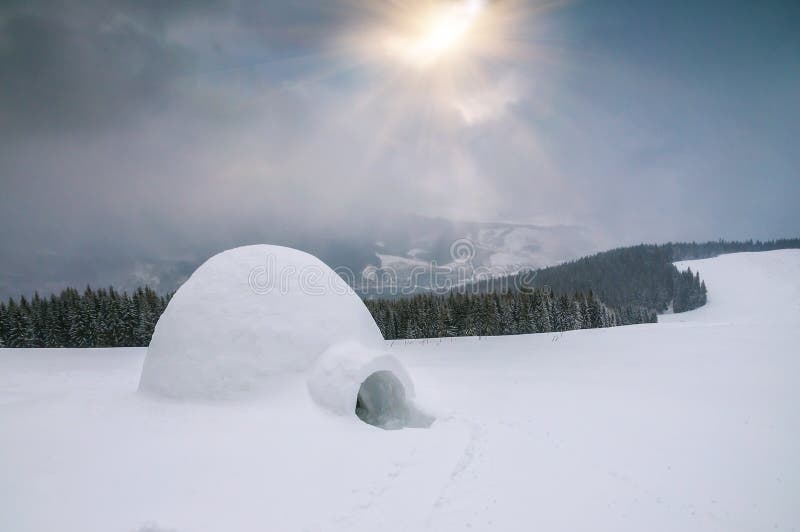 Igloo on the snow stock image. Image of entrance, buildings - 61264959