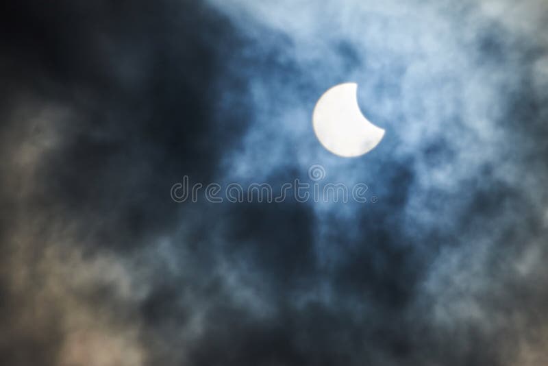 Real Solar Eclipse on March 20, 2015. Moon Covering Sun in Partial ...