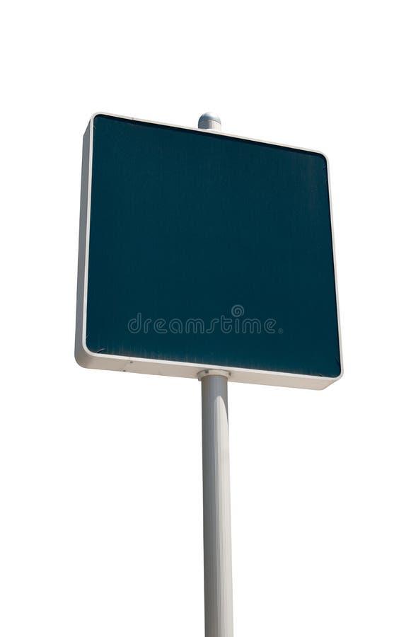 Real Square Black Empty Road Sign Isolated White Stock Image - Image of ...