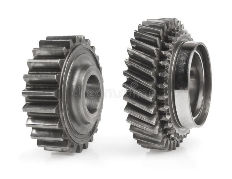 Real Stainless Steel Gears Over White Background Stock Image - Image of ...