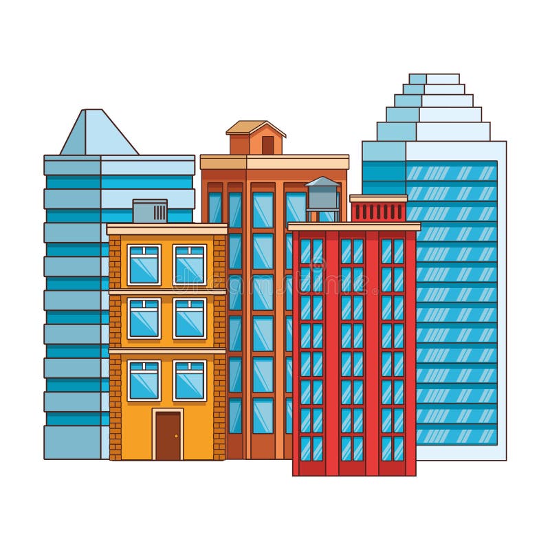 Real State Buildings Cartoon Stock Vector - Illustration of offer ...