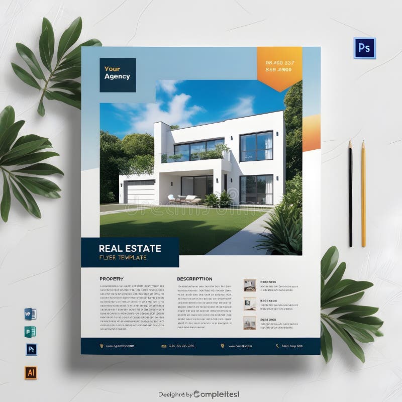 Real State Flyer Template Banner Design Stock Illustration ...