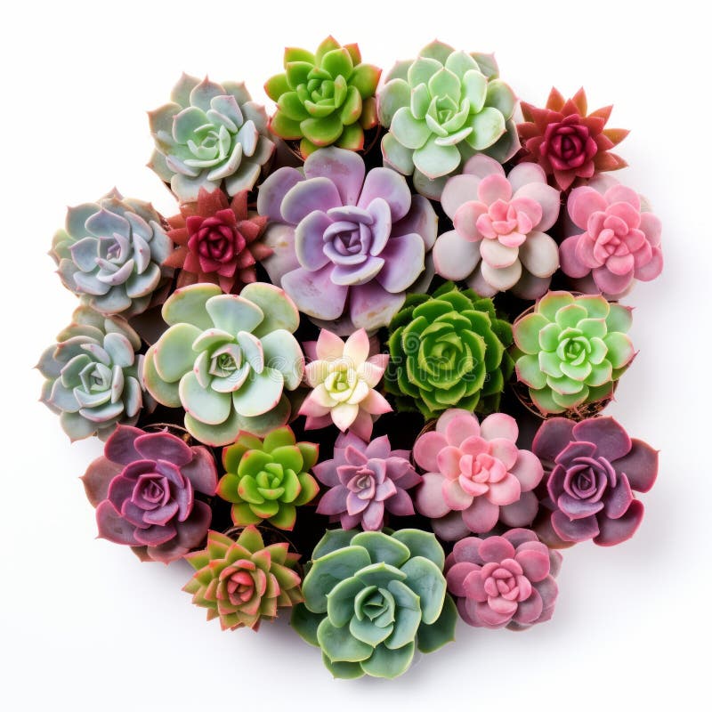 Real Succulent Bunch on White Background Stock Illustration ...