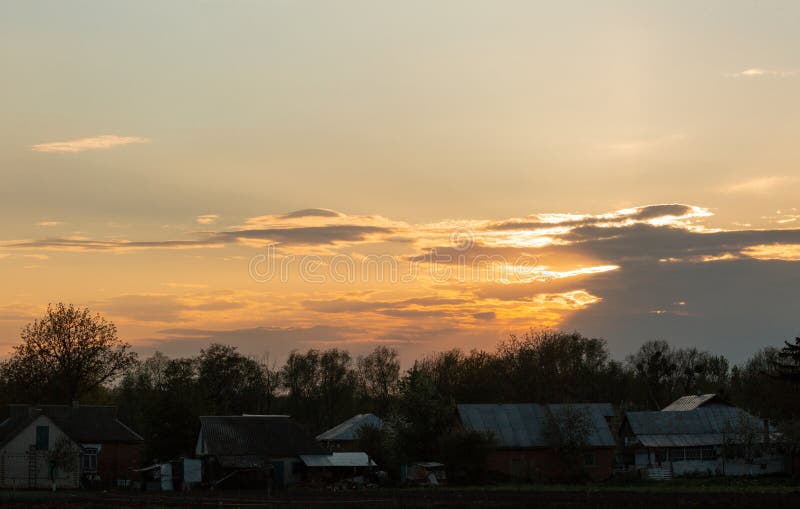 A Real Sunset Sky with Beautiful Light Clouds and Sun Rays, without ...
