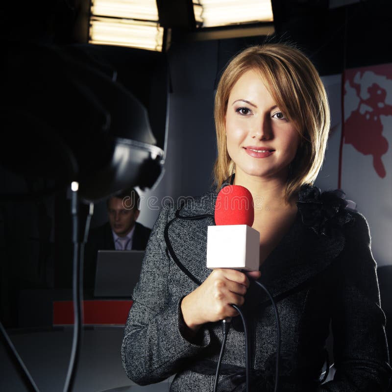 Real Television Reporter in Live Transmission Editorial Photo - Image ...