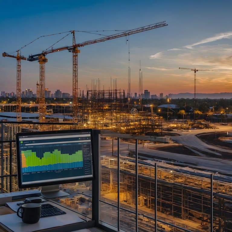 Real-Time Analytics and Cost Tracking with Digital Construction Management Dashboard Stock Photo ...