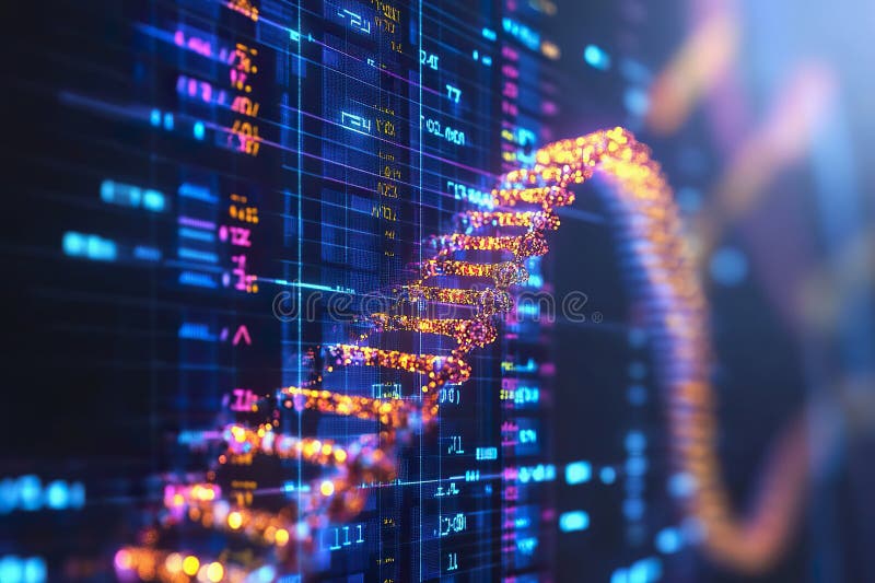 Real Time Data Display Of Dna Sequencing Machine Analyzing Nucleotide