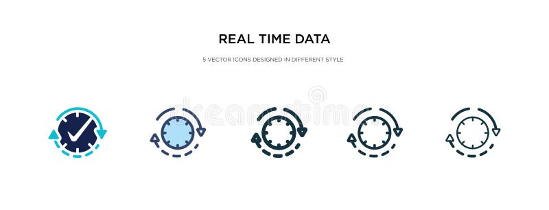 Real Time Data Icon in Different Style Vector Illustration. Two Colored ...