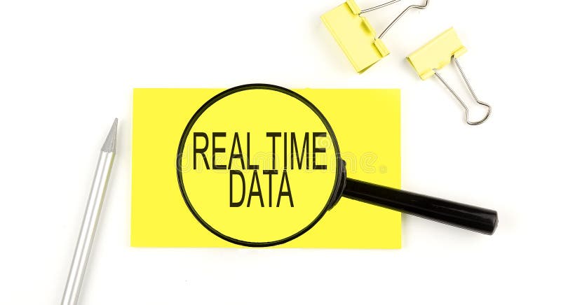 REAL TIME DATA Text on the Sticker through Magnifier. View from Above ...