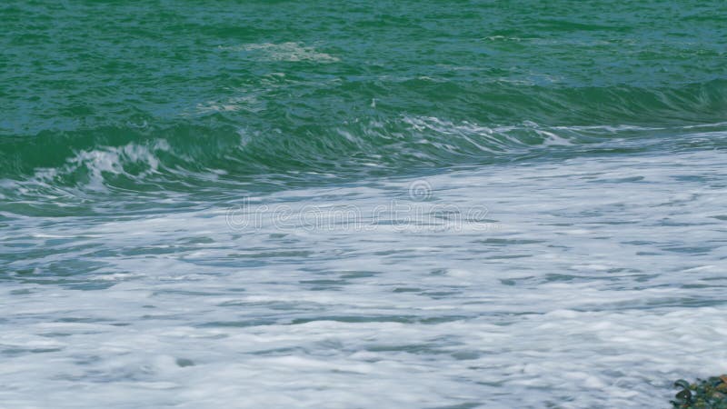 Element of Nature. White Wave Bubble Hits Fine Beach. Cinematic ...